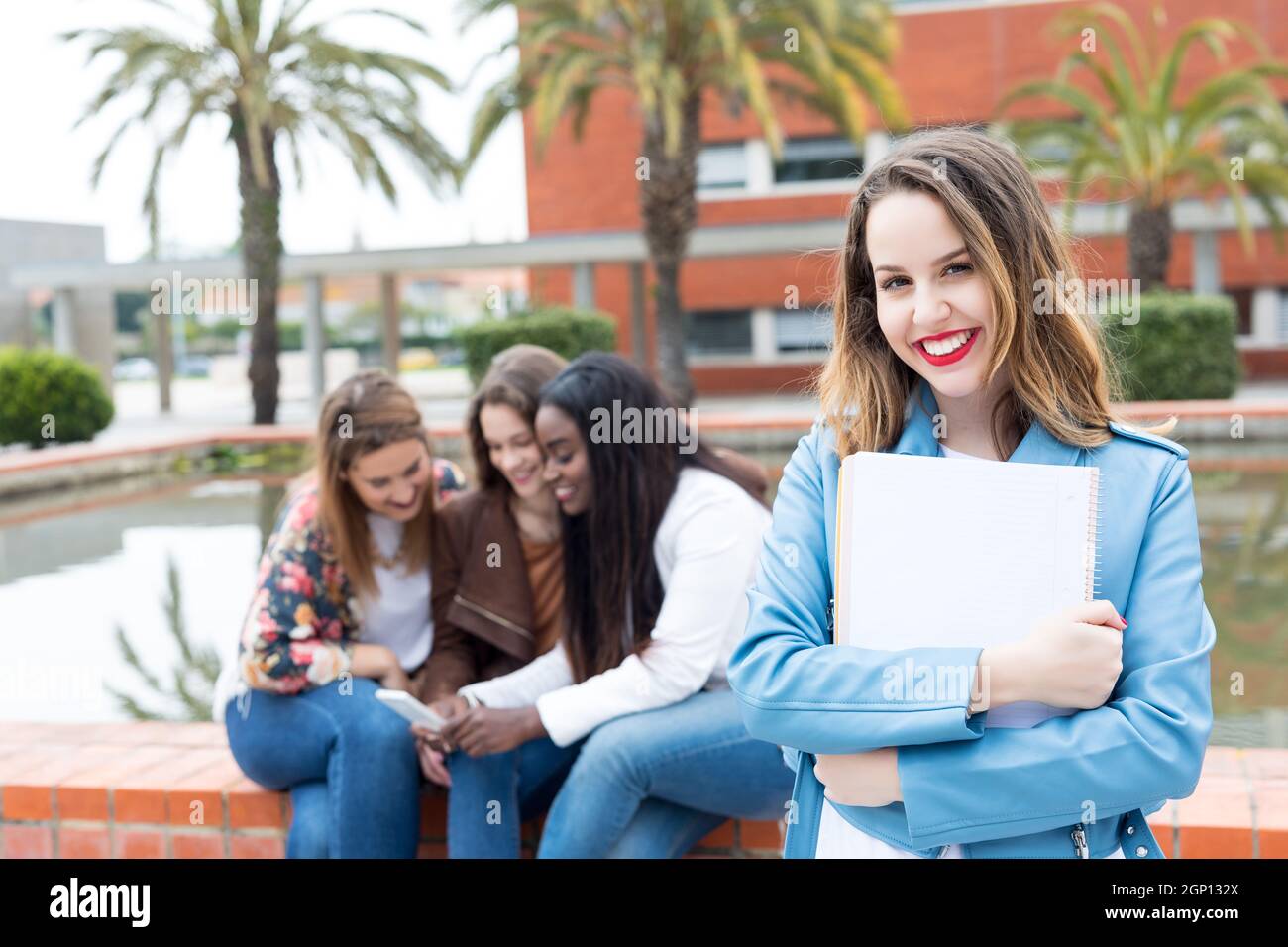 Group multi ethnic young students at the university campus Stock Photo ...