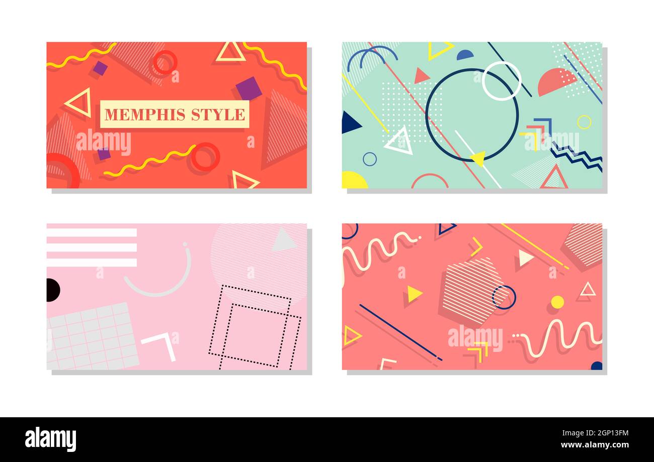 Set of Memphis Style Covers. Flat Vector Illustrations for Background ...