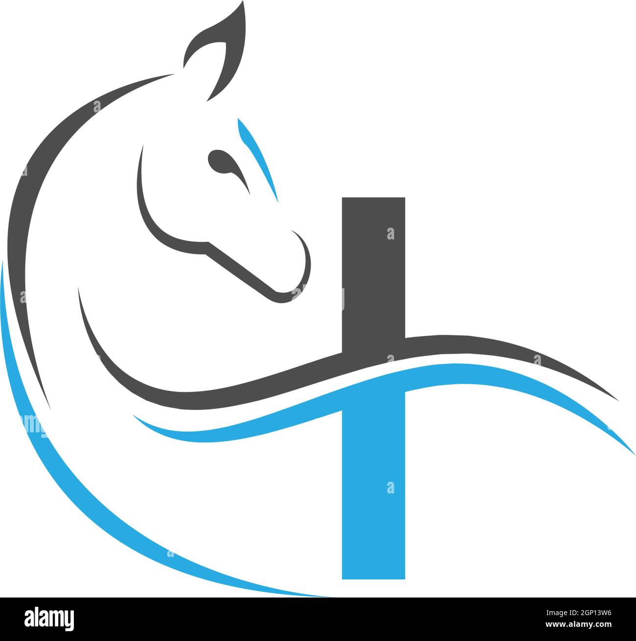 Letter I icon logo with horse illustration design Stock Vector Image ...