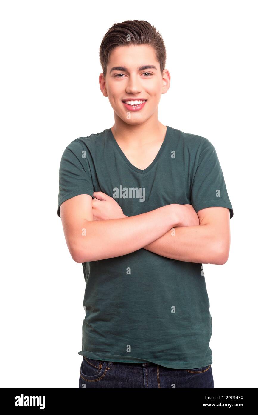 Studio picture of a young and handsome man posing isolated Stock Photo ...