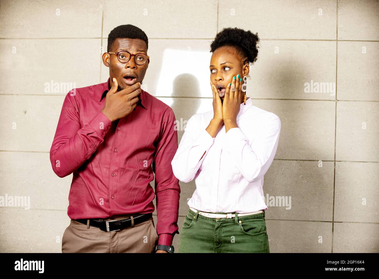 Excited surprised woman standing outdoors hi-res stock photography and ...