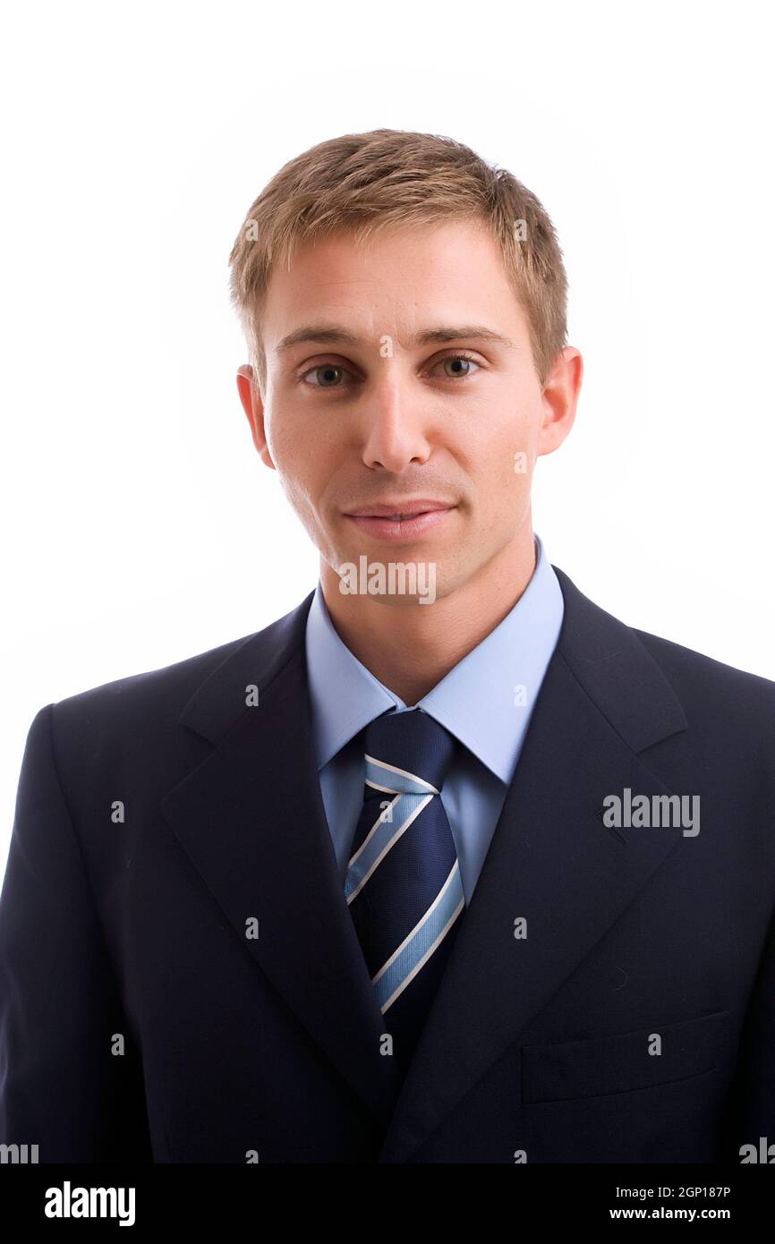 Portrait of young businessman - isolated in white background Stock ...