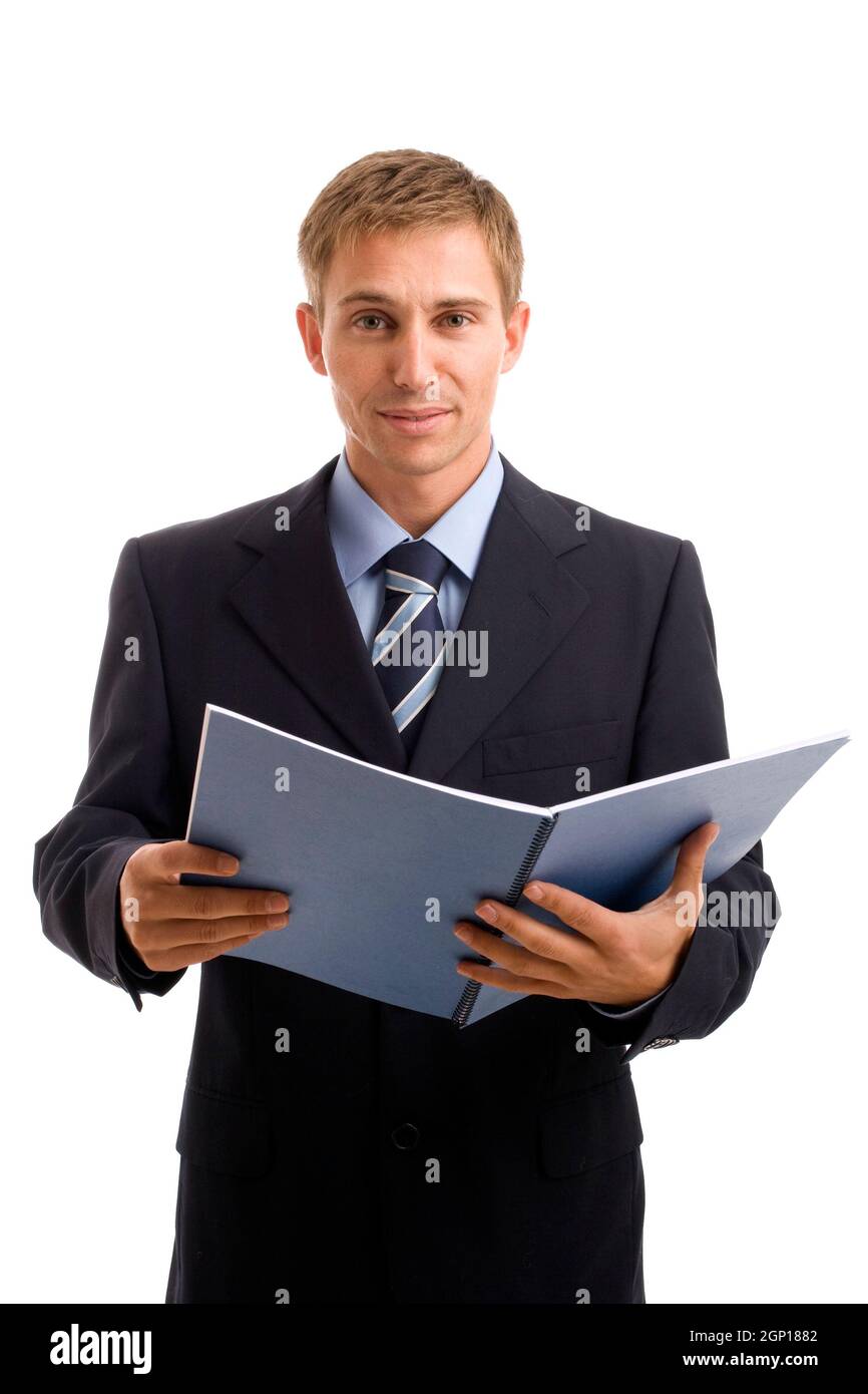 Young Engineer, reading a plan, isolated on white Stock Photo - Alamy