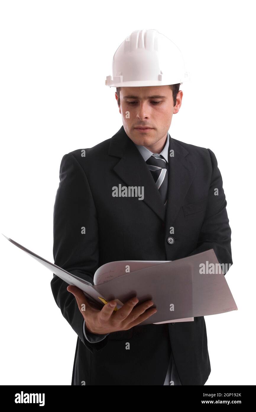 Engineer reading plan isolated hi-res stock photography and images - Alamy