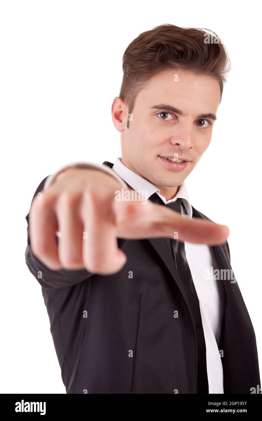 Business man, pointing forward - isolated Stock Photo - Alamy