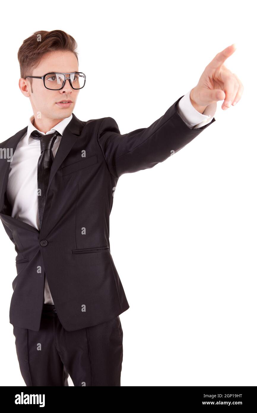 Business man, pointing forward - isolated Stock Photo - Alamy