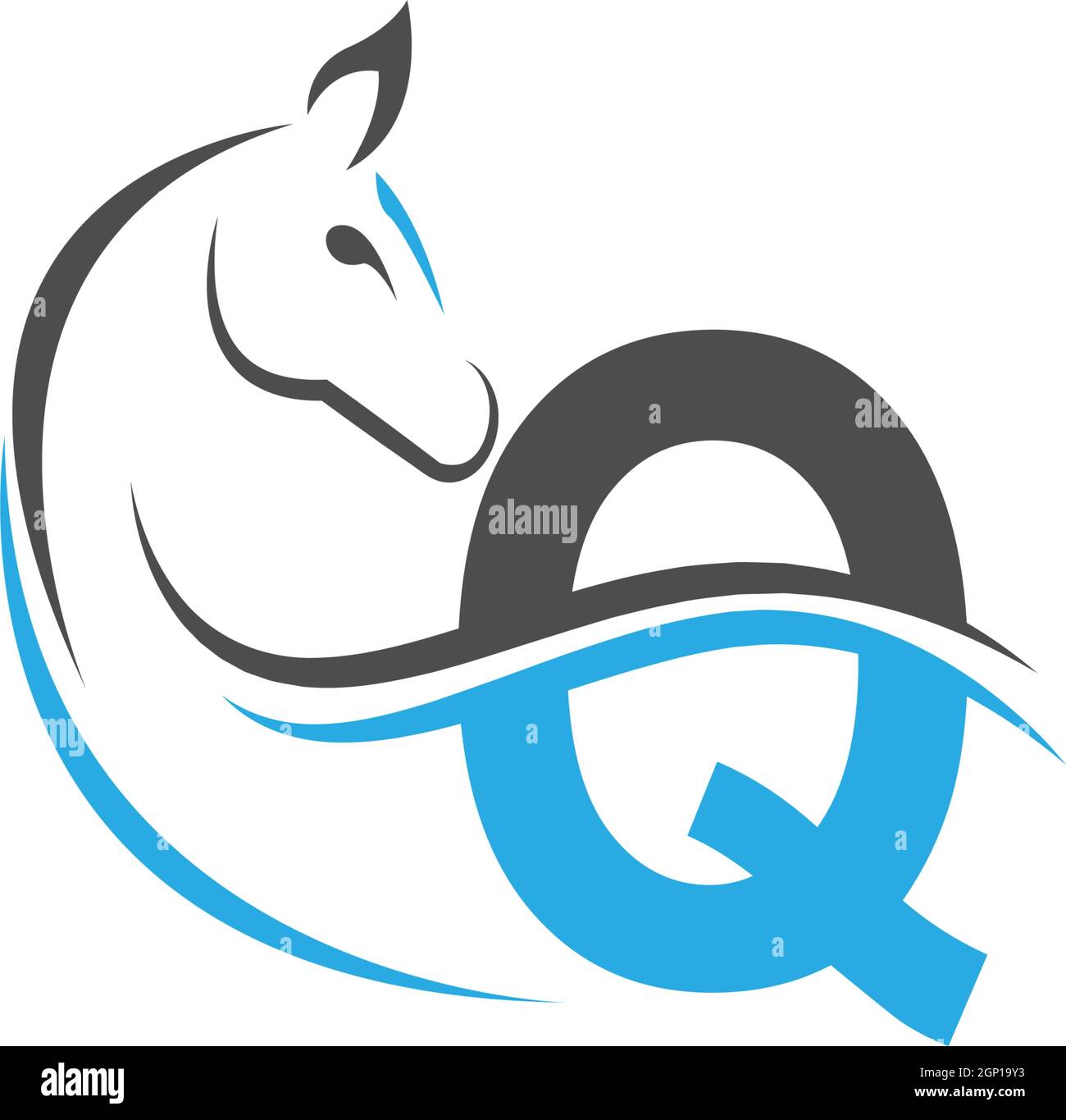 Letter Q icon logo with horse illustration design Stock Vector Image ...