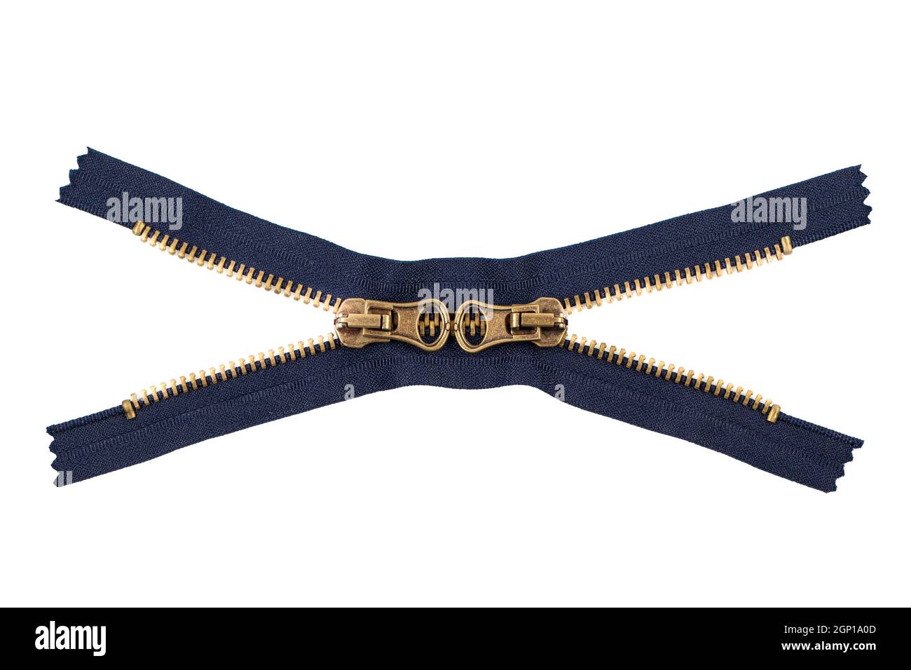 The blue zipper. Metal zippers for clothing white background Stock ...