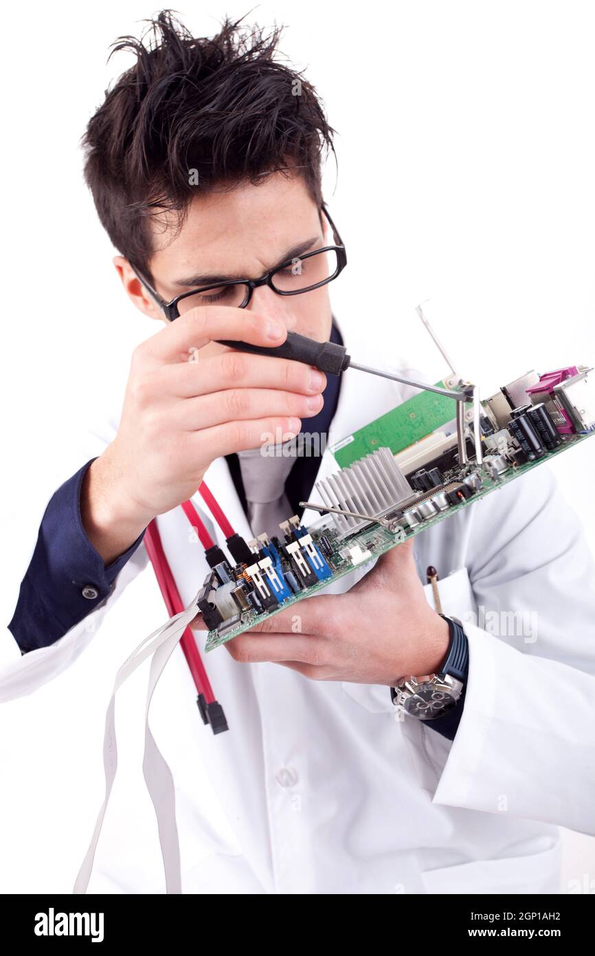 Computer Engineer, isolated over white background Stock Photo - Alamy