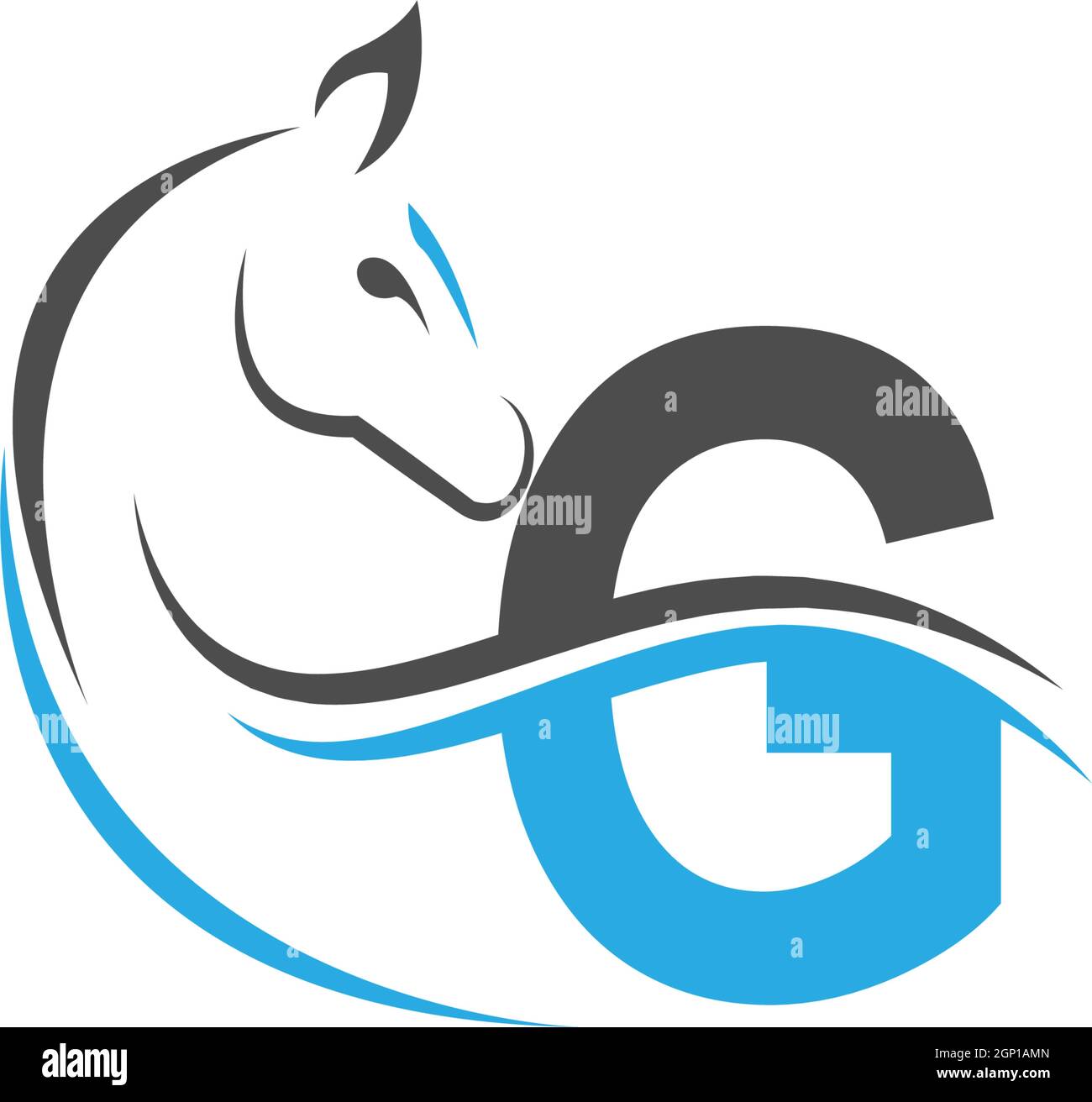 Letter G icon logo with horse illustration design Stock Vector Image ...