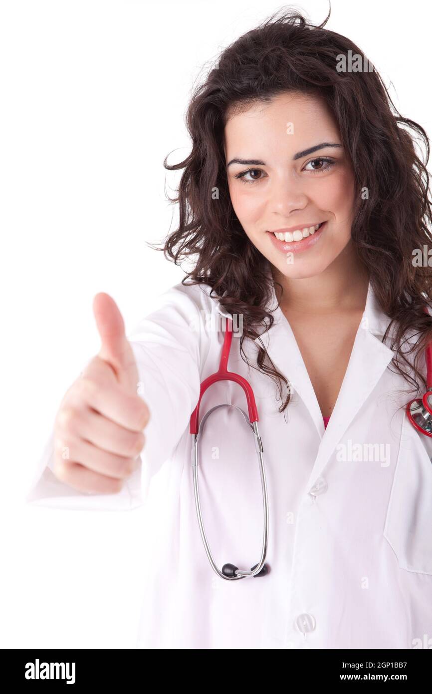Young medic showing thumbs up Stock Photo - Alamy