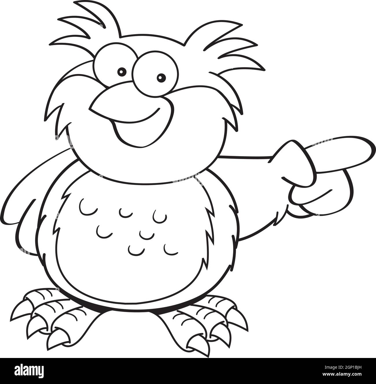 Black and white illustration of an owl pointing Stock Vector Image ...