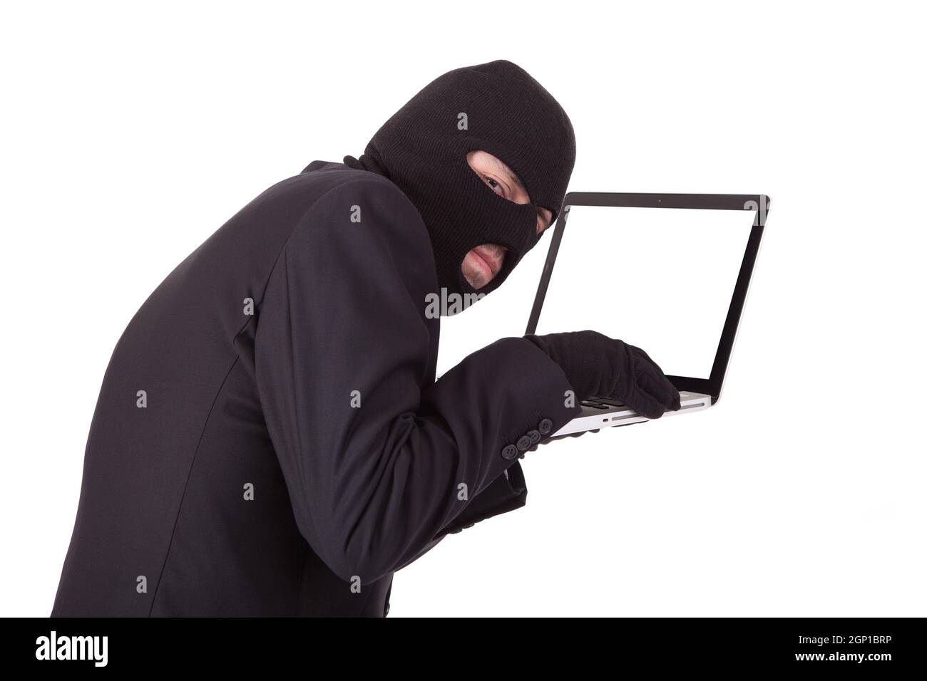 Disguised computer hacker in suit and tie Stock Photo - Alamy