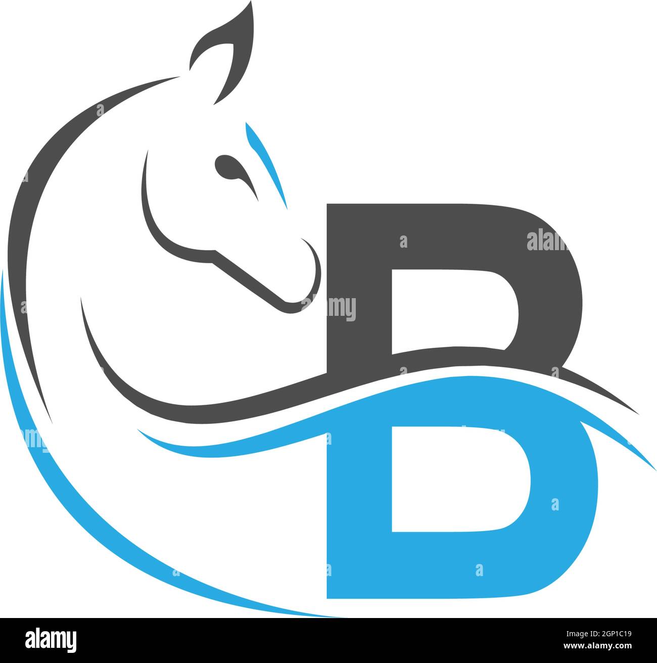Letter B icon logo with horse illustration design Stock Vector Image ...