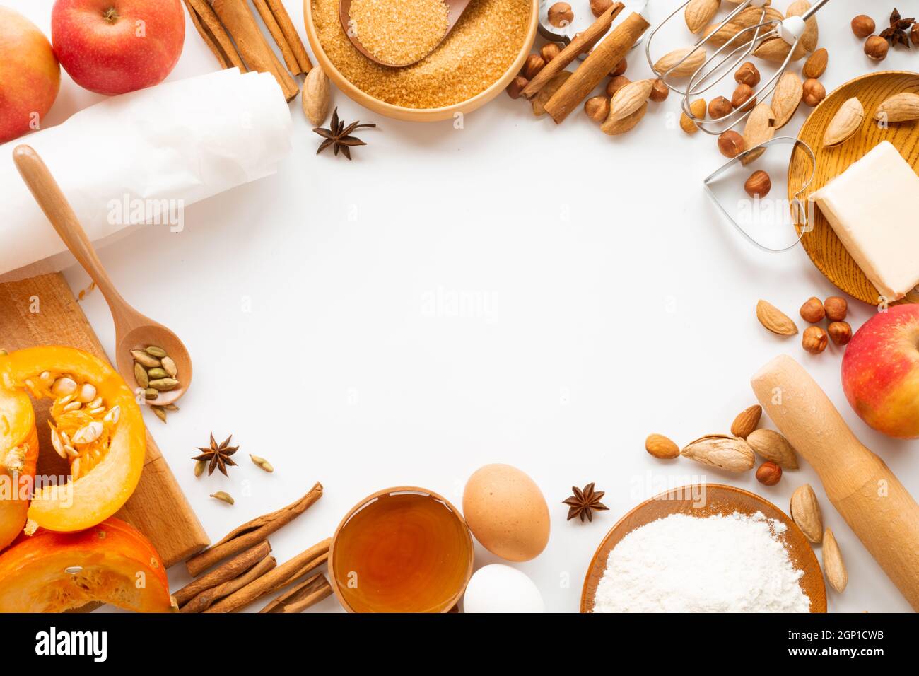 Autumn baking background border frame design with copy space for text ...