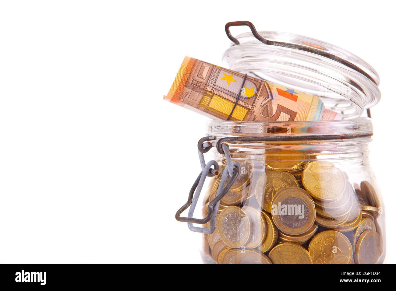 Money jar, isolated over white background Stock Photo - Alamy