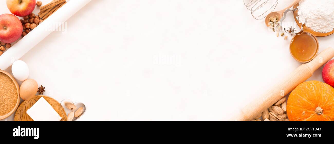 Autumn baking background border frame design with copy space for text ...