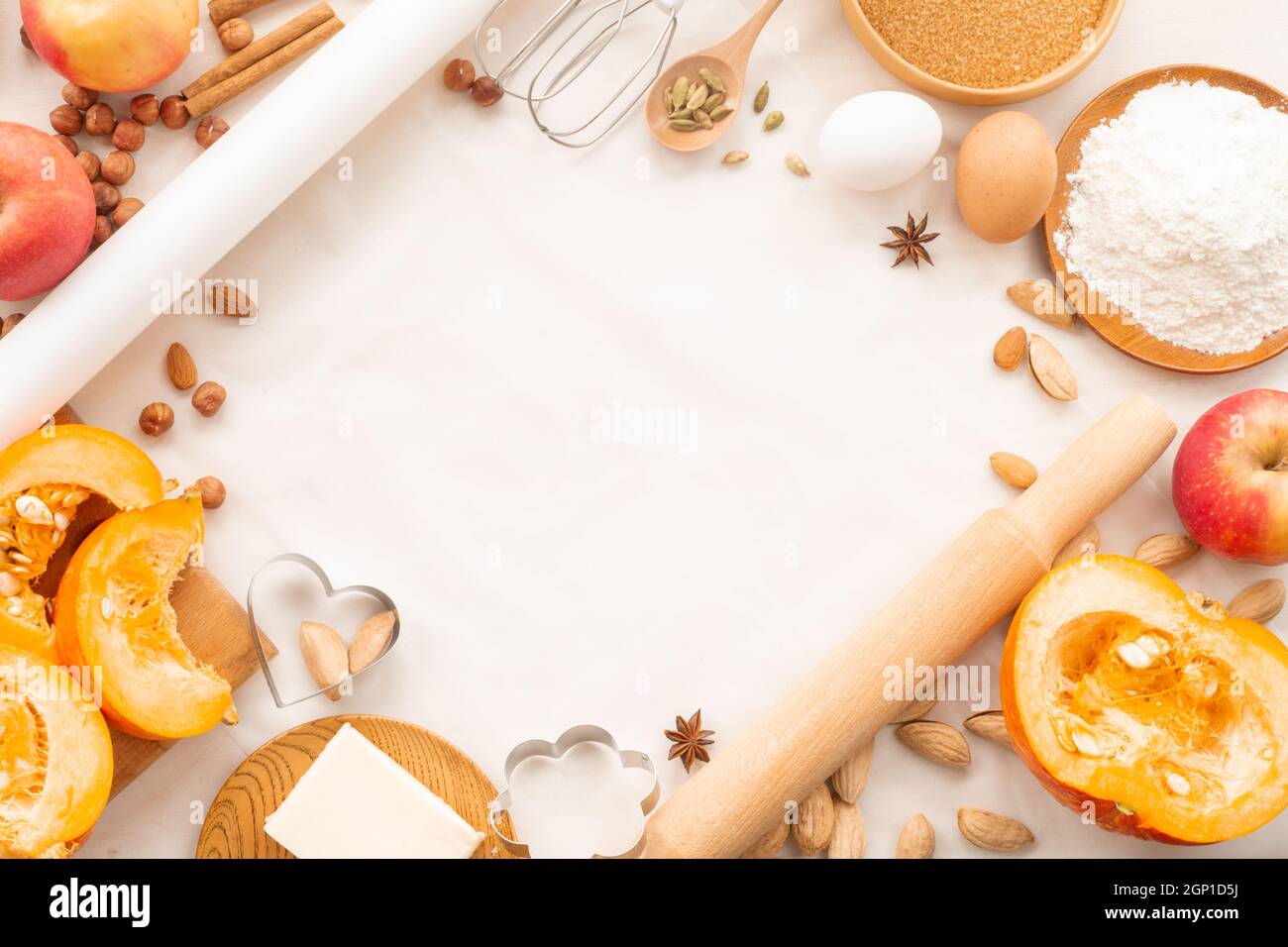 Autumn baking background border frame design with copy space for text ...