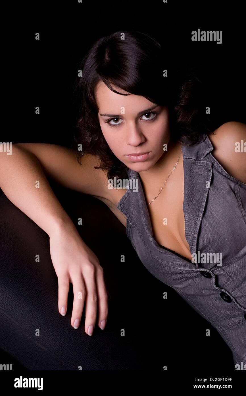 Low key portrait of a beautiful woman Stock Photo - Alamy