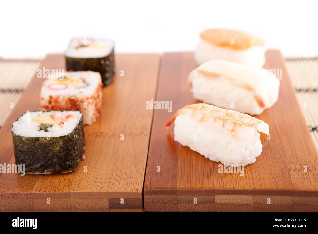 sushi pieces, isolated over white background Stock Photo - Alamy