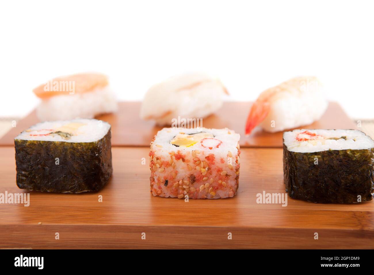 sushi pieces, isolated over white background Stock Photo - Alamy