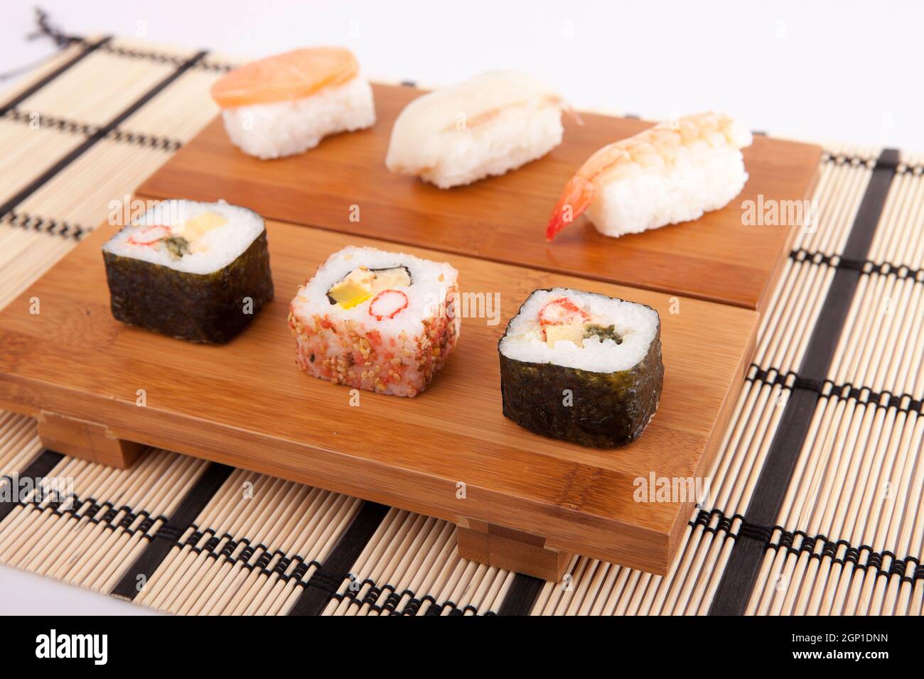 sushi pieces, isolated over white background Stock Photo - Alamy