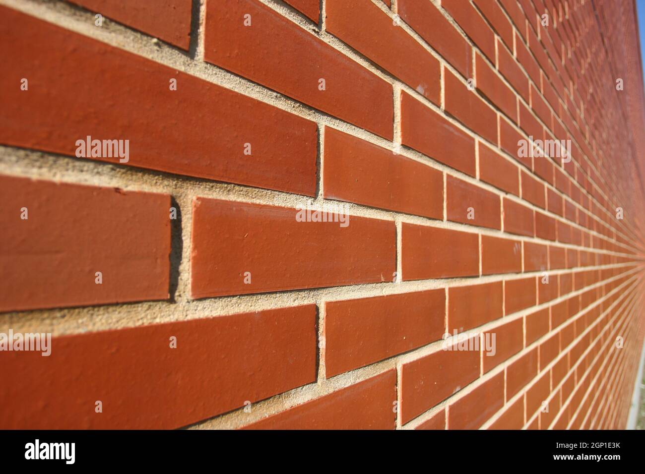 Red Bricked Wall In Perspective Stock Photo - Alamy