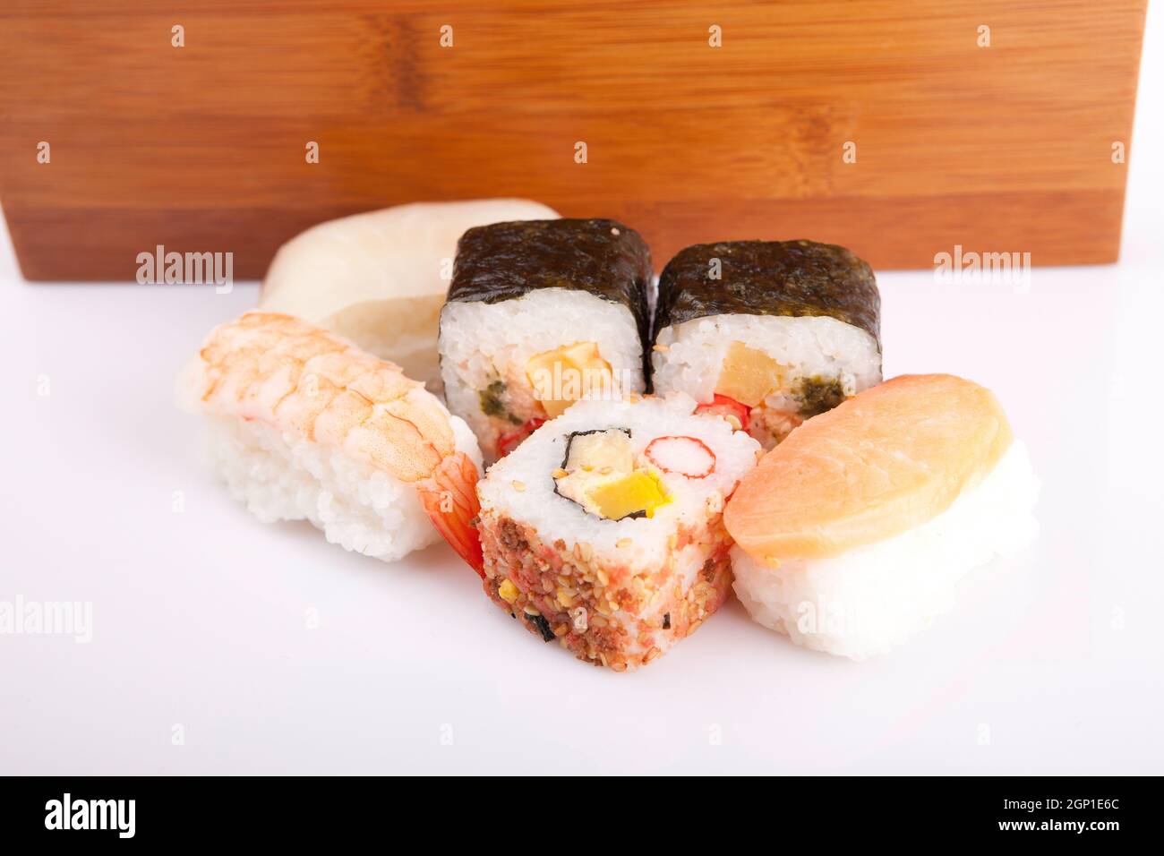 sushi pieces, isolated over white background Stock Photo - Alamy