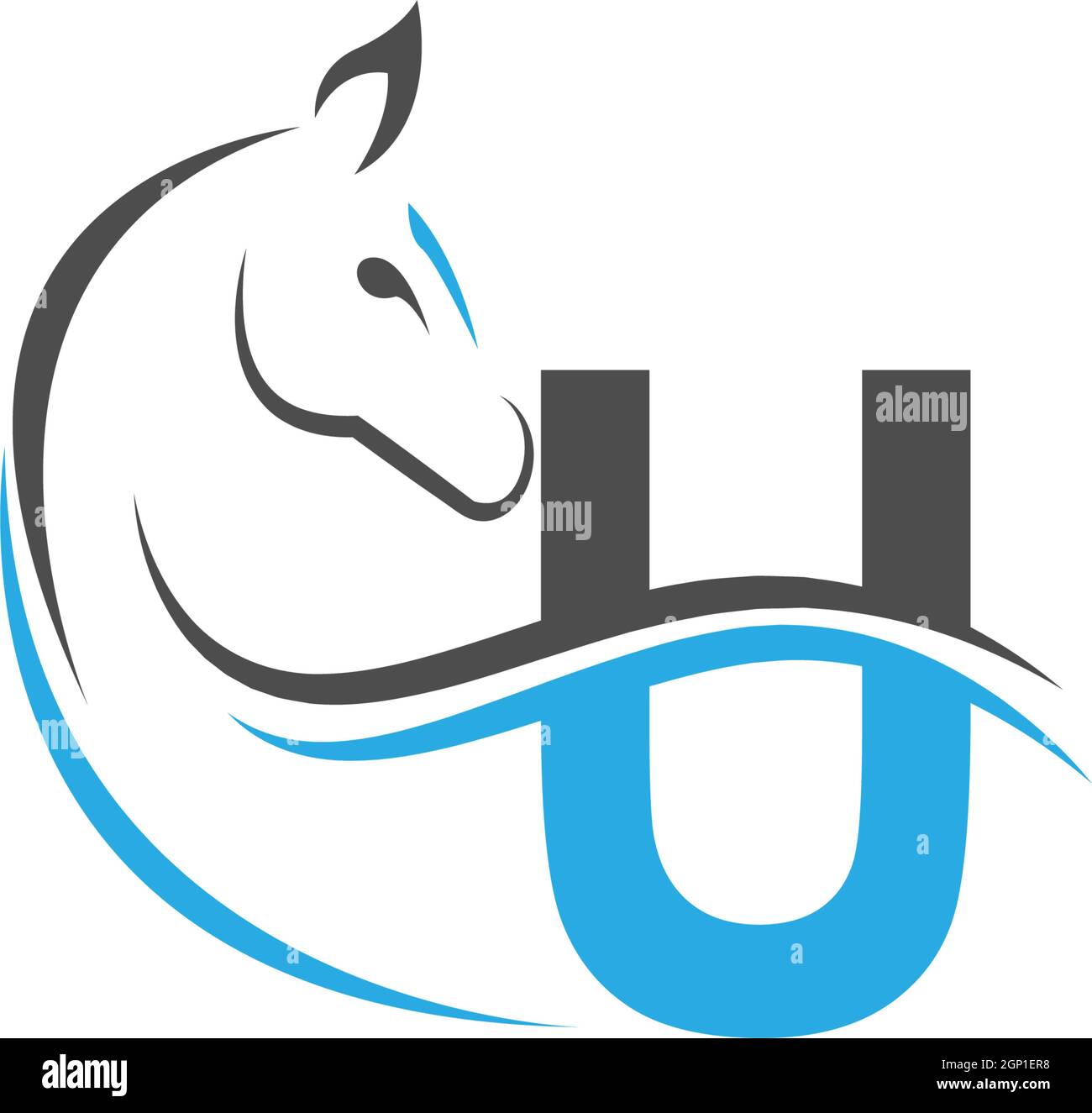 Letter U icon logo with horse illustration design Stock Vector Image ...
