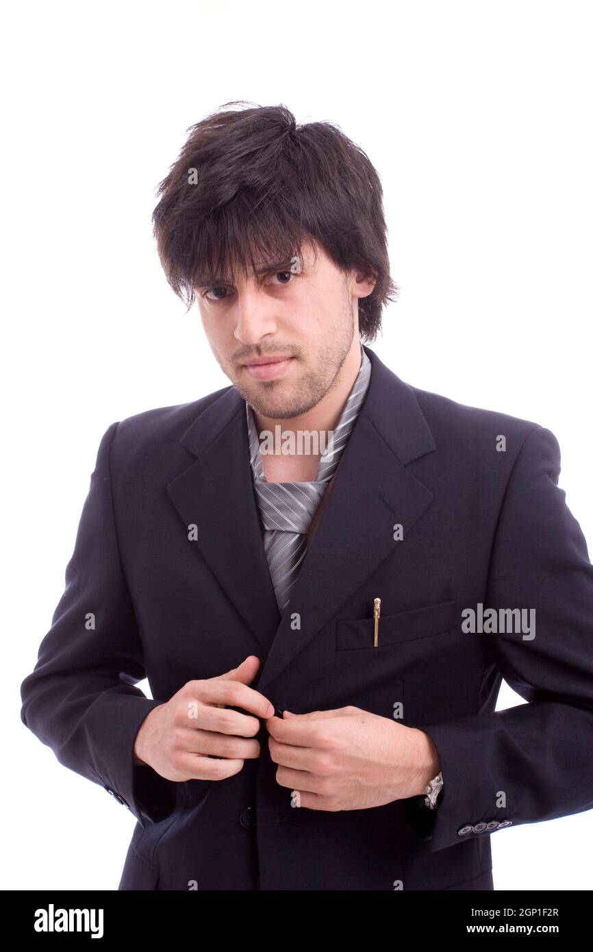 Young business man dressing, isolated over white Stock Photo - Alamy