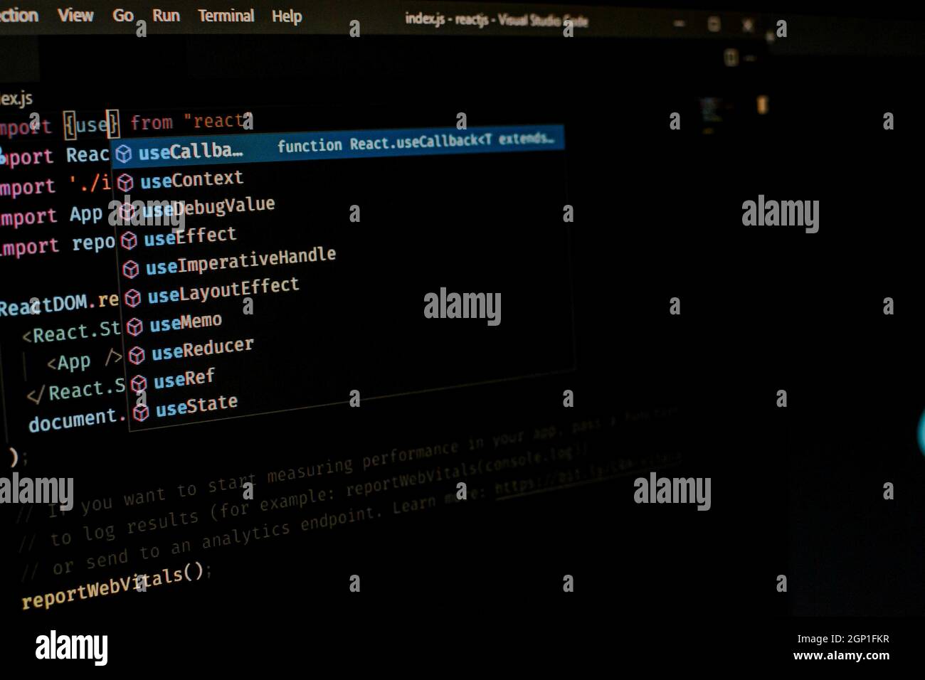 Another side capture of a code editor with jsx code Stock Photo - Alamy