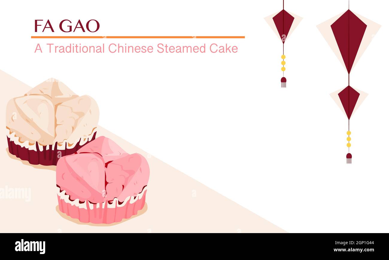 A couple of fortune cake or fa gao on white background with lantern ...