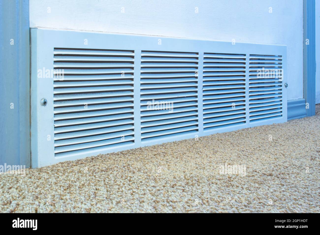 Cold air return vent Inside residencial home, air vent on a white wall ...