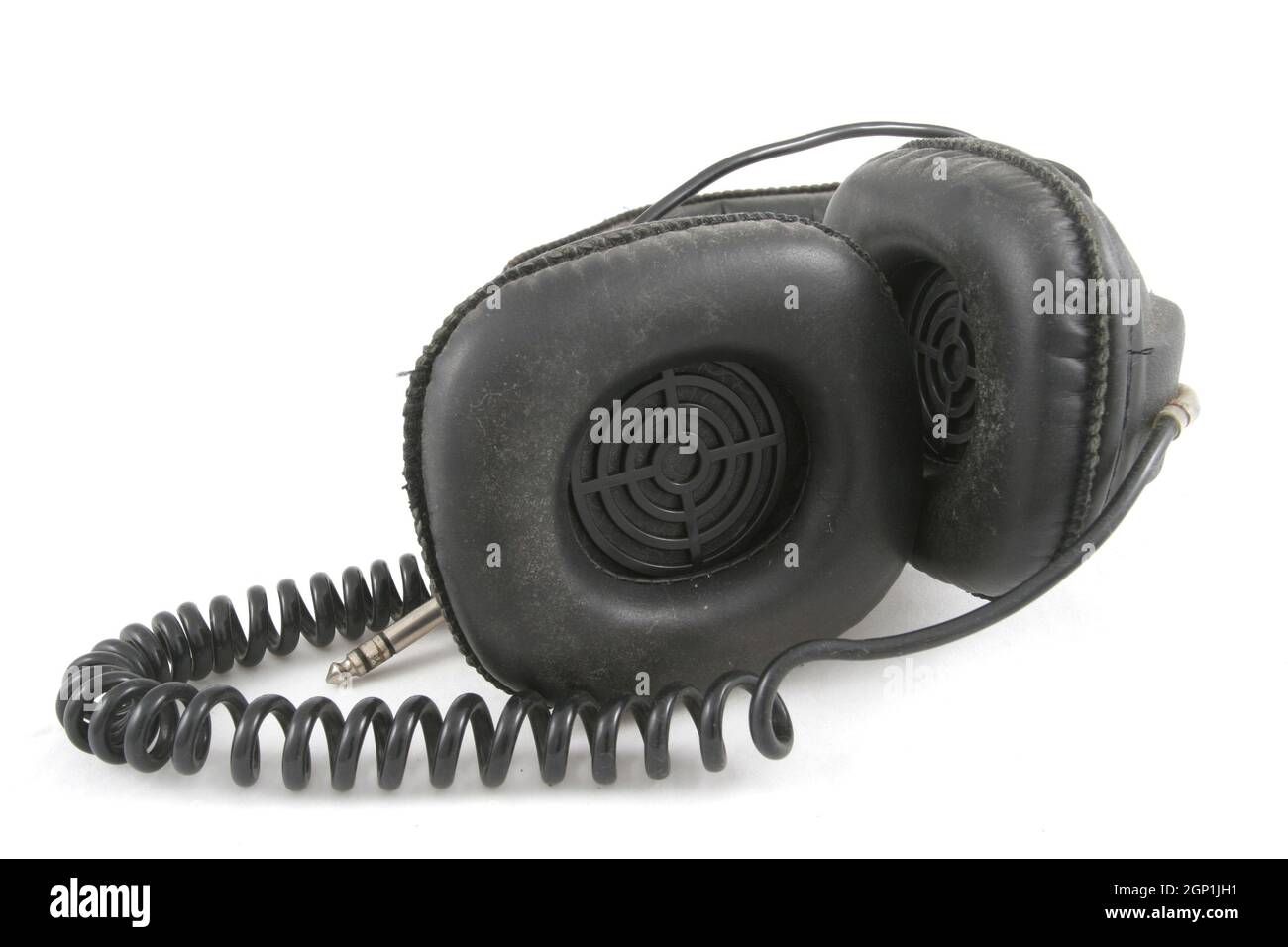 Old Headphones isolated over white background Stock Photo - Alamy