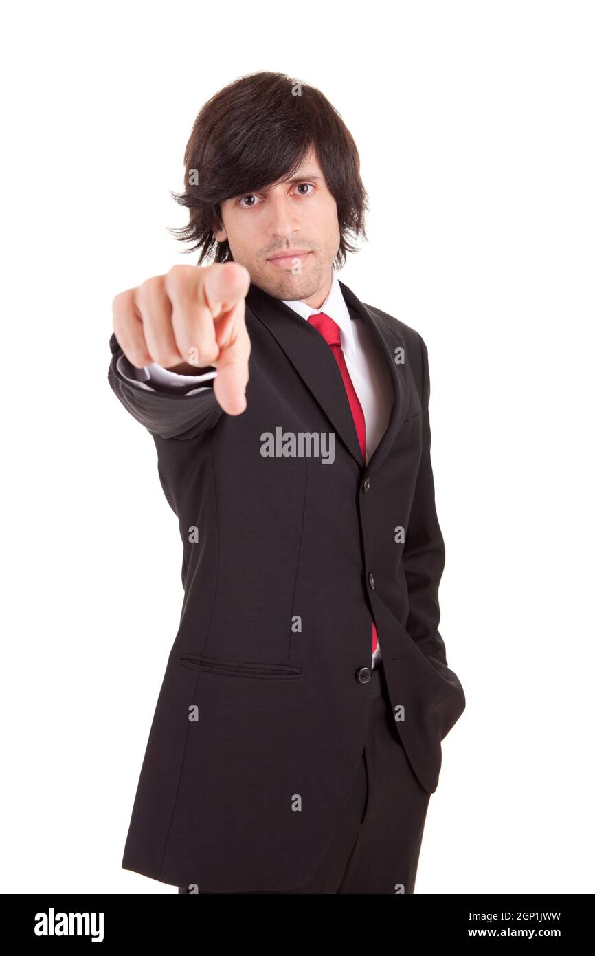 Young Business man, pointing forward Stock Photo - Alamy