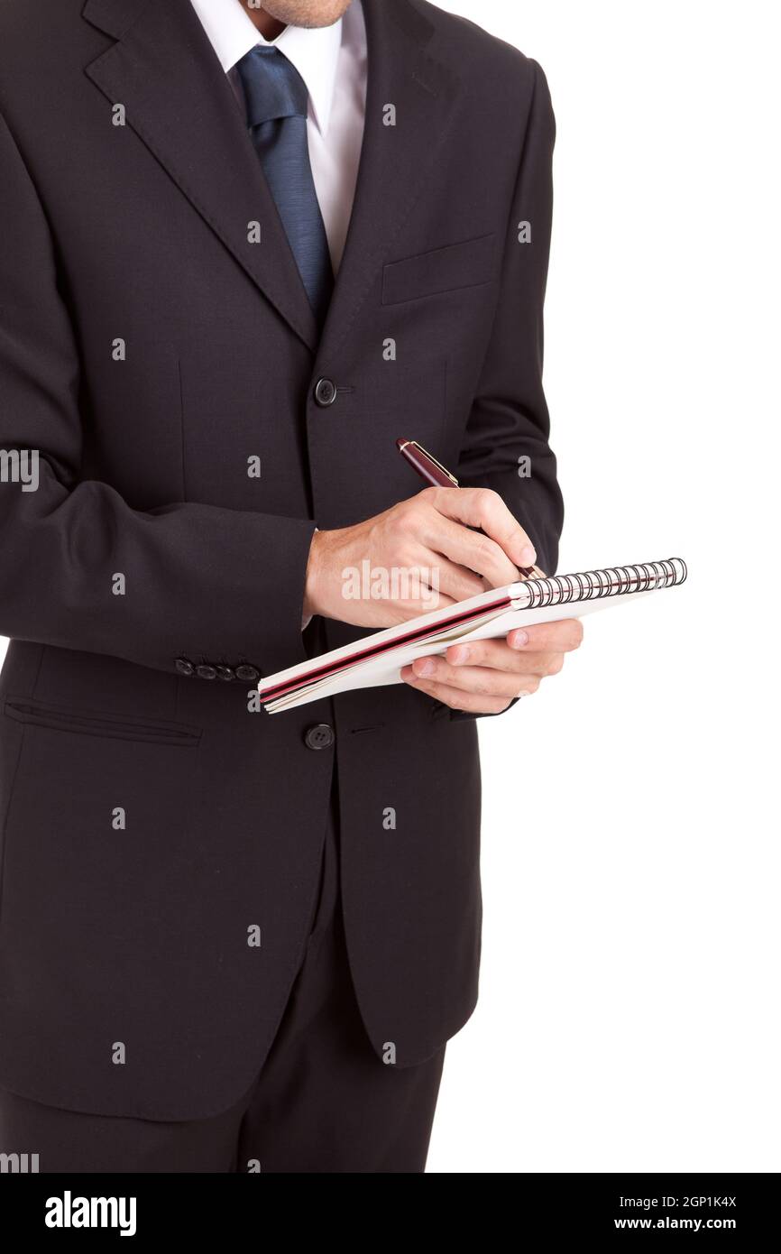 Business man signing document, isolated over white Stock Photo - Alamy