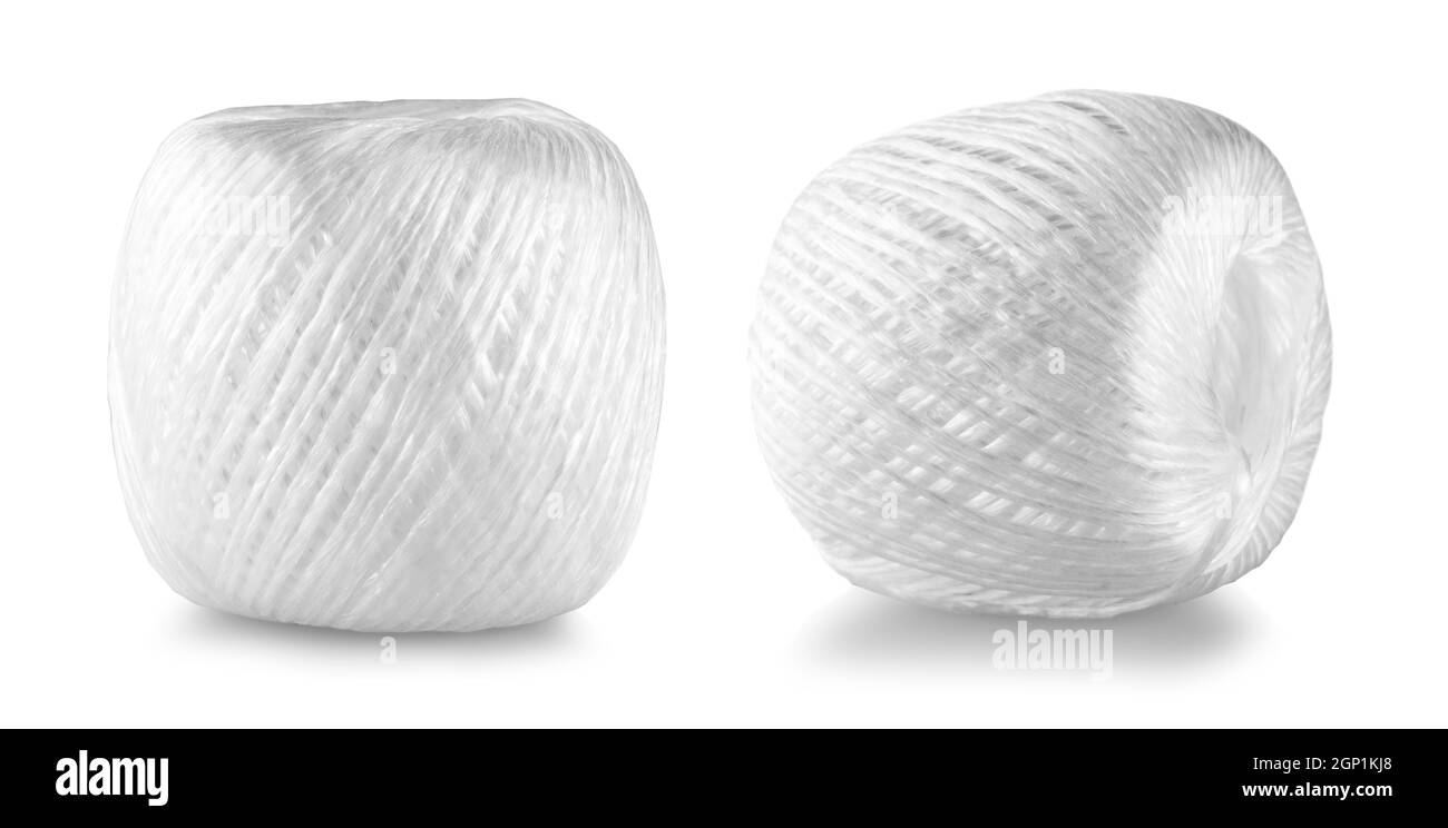 coil of white nylon rope isolated on white background Stock Photo - Alamy
