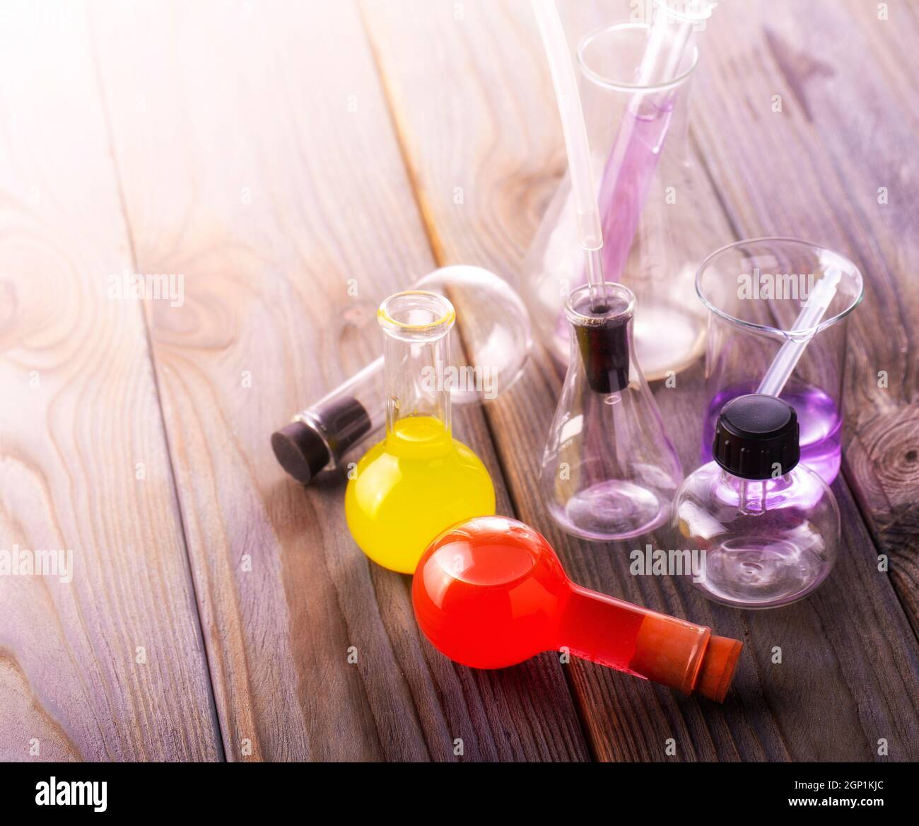 Scientific laboratory glassware. Close up Stock Photo - Alamy