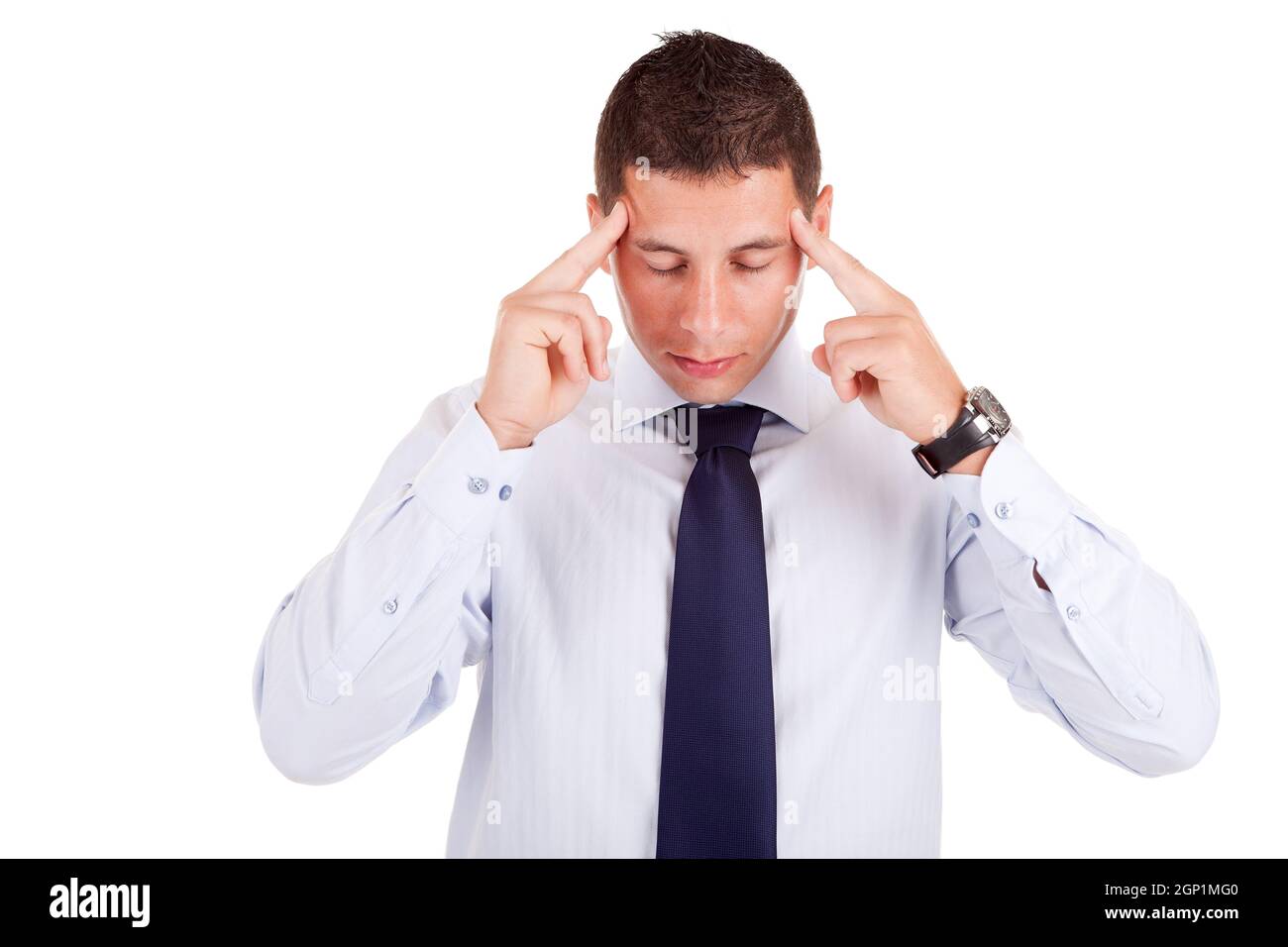 business man with headache, isolated in white background Stock Photo ...