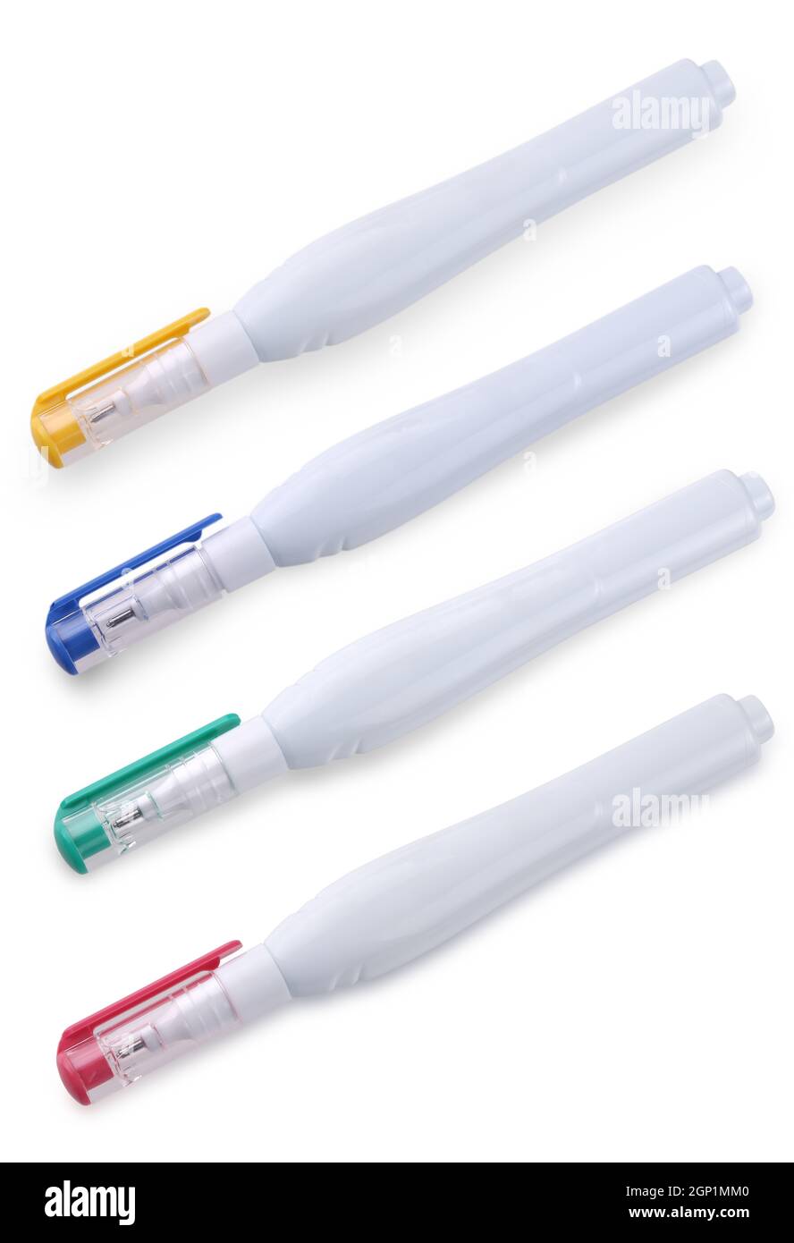 Colored pen corrector on a white background Stock Photo - Alamy