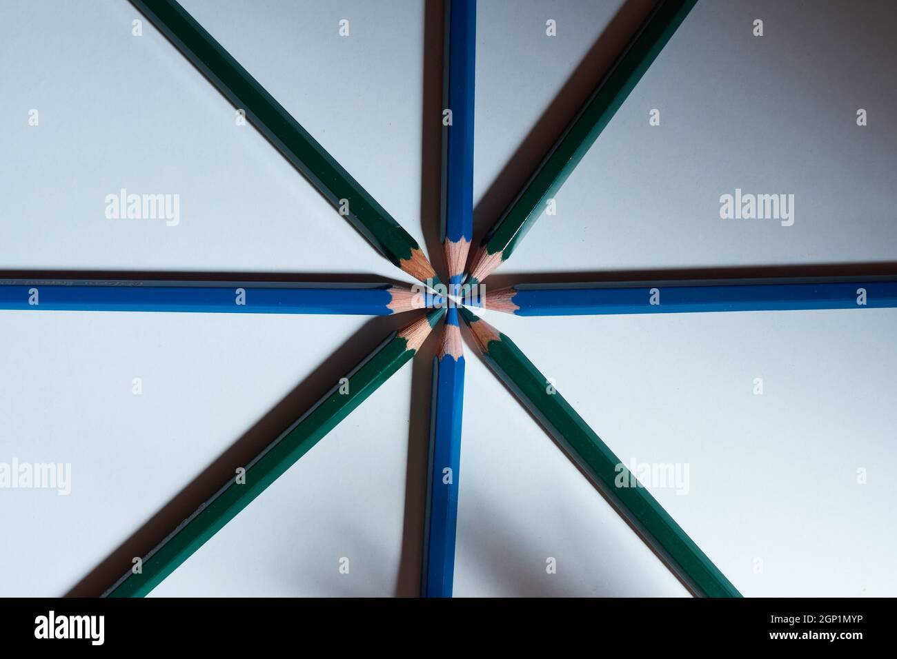 Closeup of the blue and green pencils Stock Photo - Alamy
