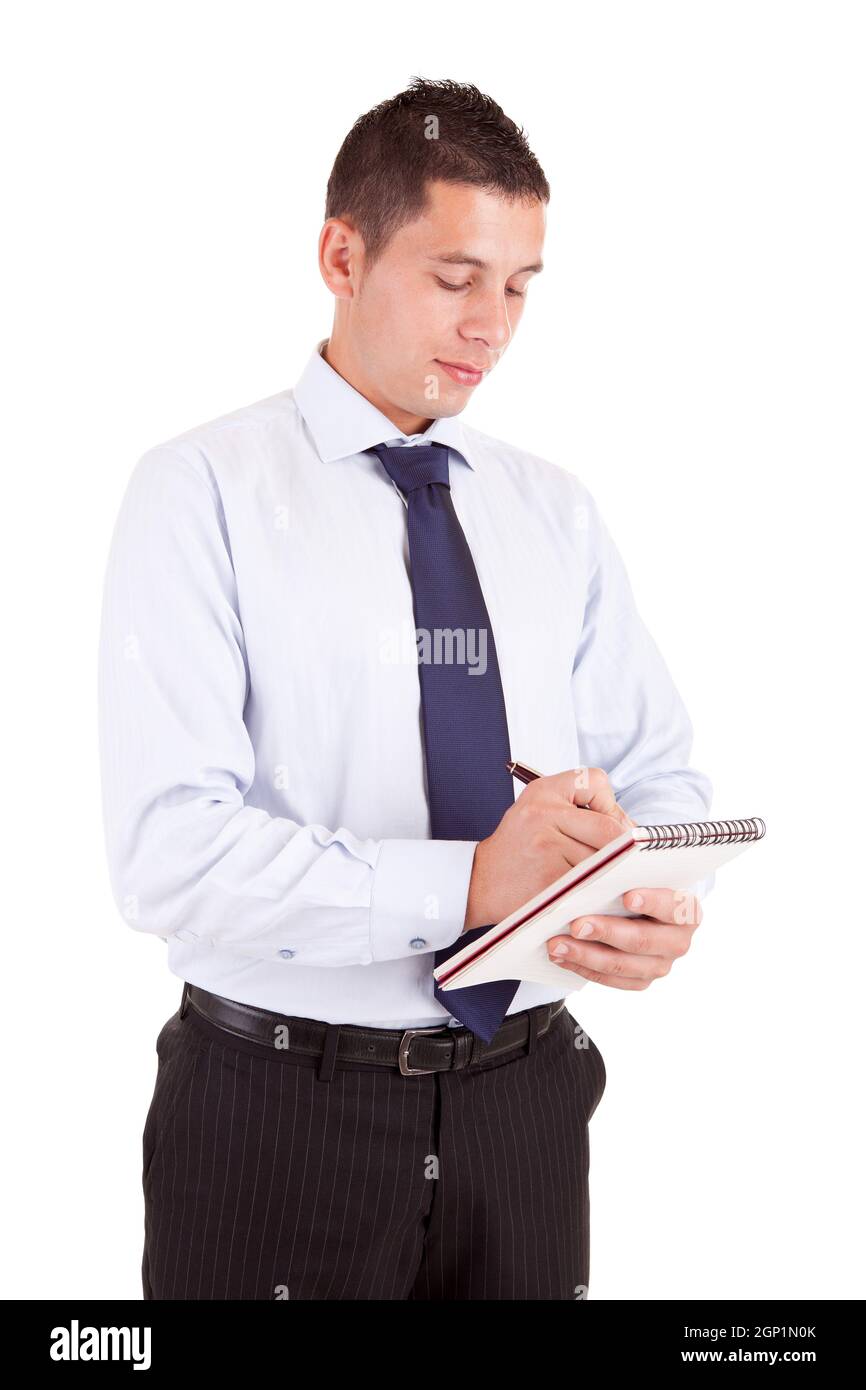 Engineer taking notes, isolated over white background Stock Photo - Alamy