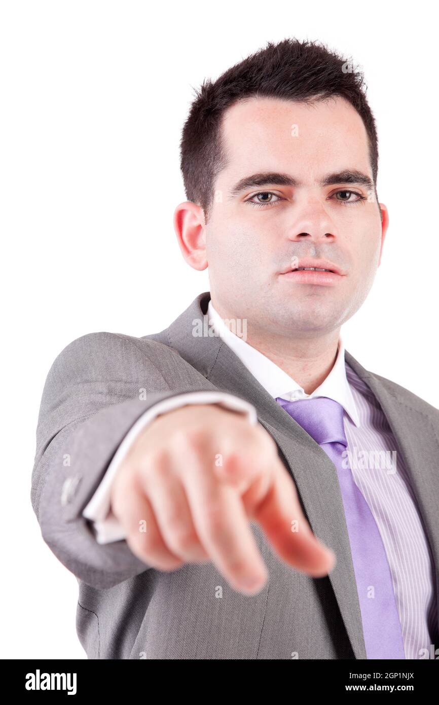 Business man, pointing forward - isolated Stock Photo - Alamy