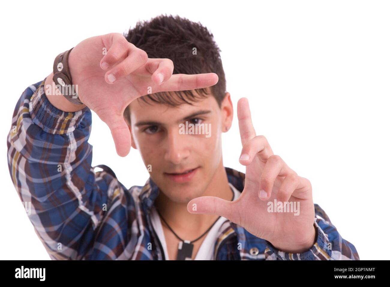 Man hands framing face on hi-res stock photography and images - Alamy