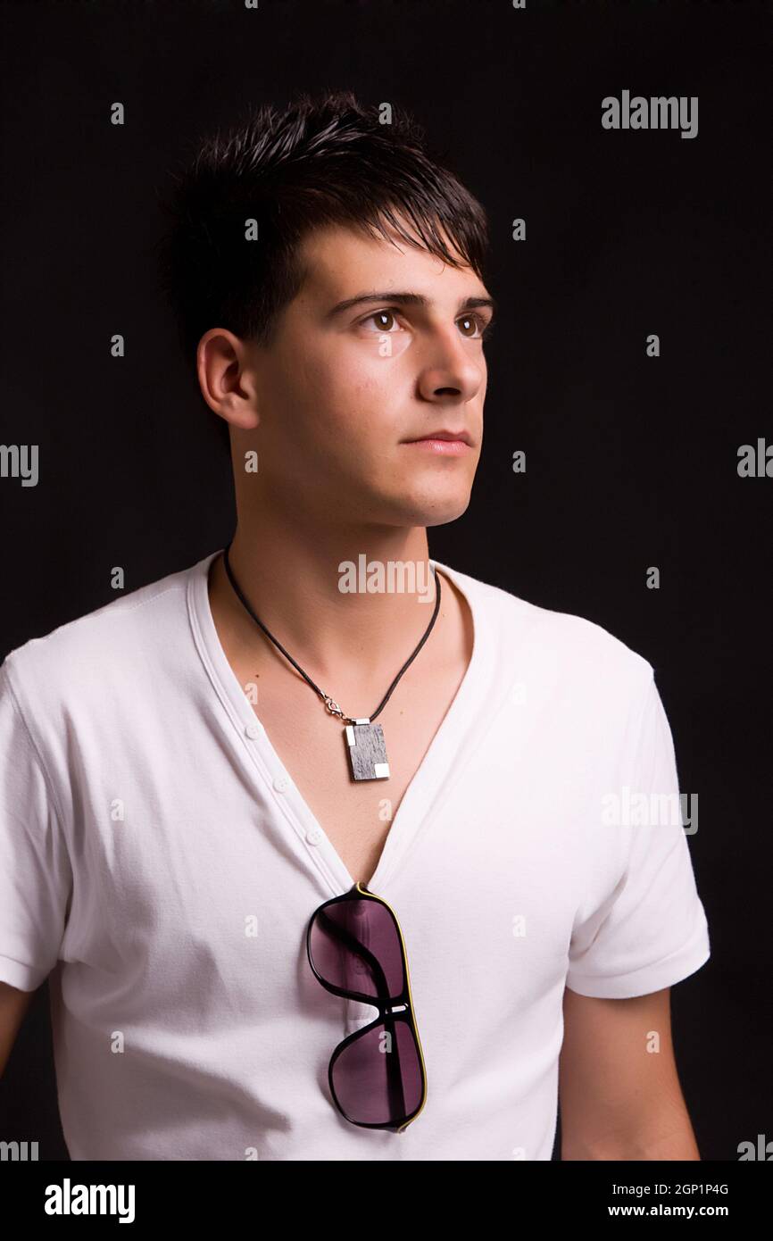 Young boy portrait - low key portrait Stock Photo - Alamy