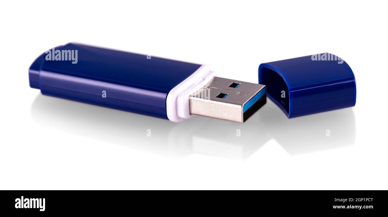 Blue usb flash drive, flash card isolated on white background Stock ...