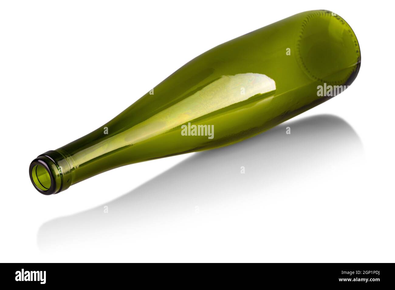 Empty wine bottle lying isolated on white background Stock Photo - Alamy