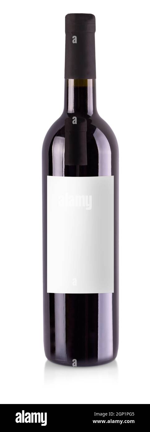 red wine bottle with label isolated over white background Stock Photo ...