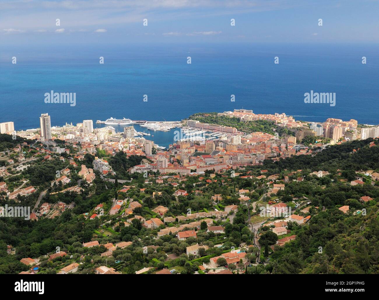 Aerial View To Monaco And The Mediterranean Sea France On A Beautiful ...