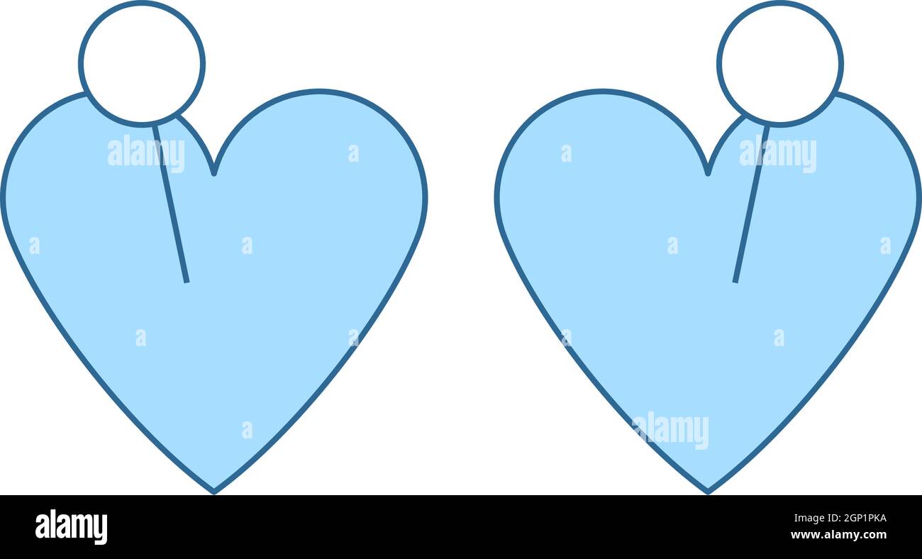 Two Valentines Heart With Pin Icon Stock Vector Image & Art - Alamy
